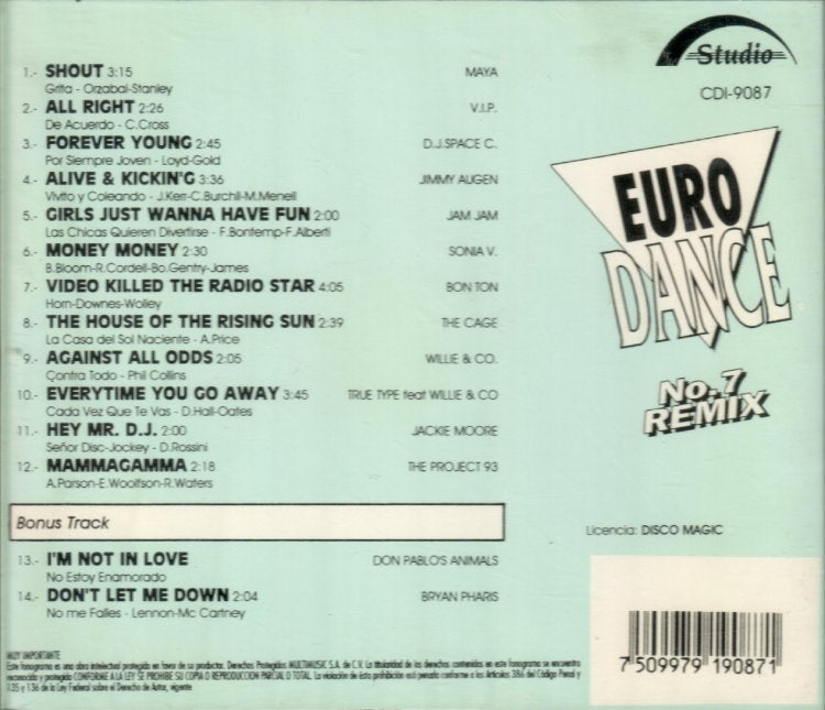 Euro Dance (CD Vol#7 Remix Various Artists) CDI-9087 – Musica Tierra Caliente