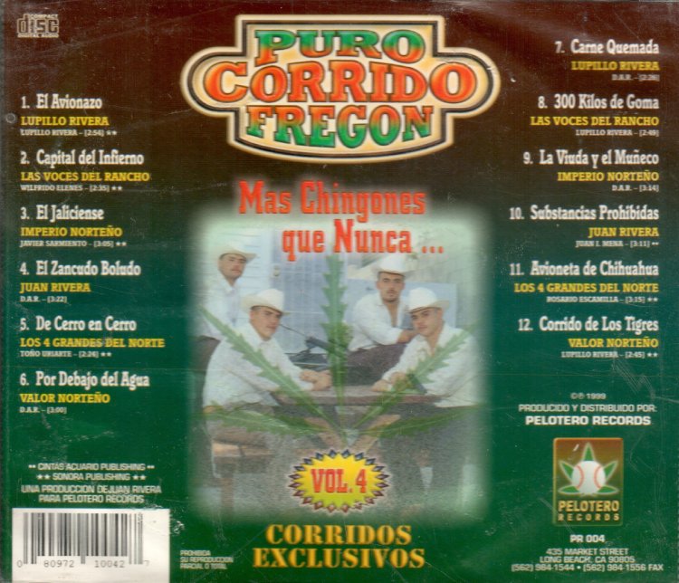Puro Corrido Fregon (CD Vol#4 Varios Artistas) PR-004 – Musica Tierra Caliente