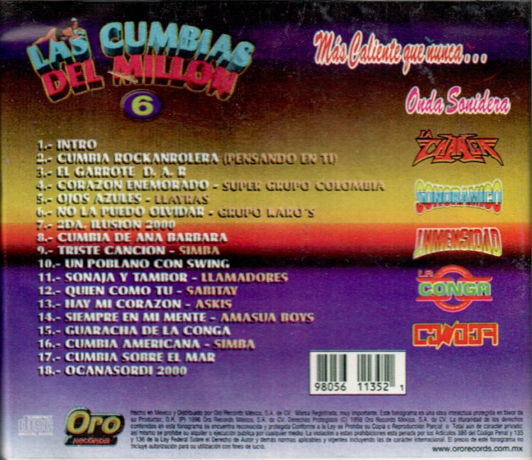 Las Cumbias Del Millon (CD Vol#6 Varios Artistas) CD-1135 – Musica Tierra Caliente