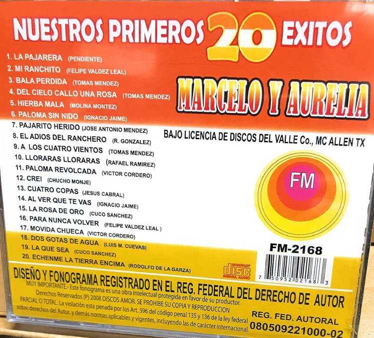 Marcelo y Aurelia (CD Nuestros primeros 20 Exitos) FM-2168 – Musica ... Marcelo y Aurelia (CD Nuestros primeros 20 Exitos) FM-2168 – Musica ...
