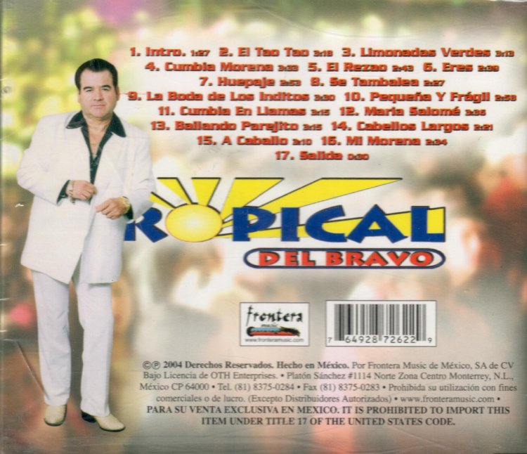 Tropical Del Bravo (CD En Vivo 25 Aniversario) FRON-7262 – Musica Tierra Caliente