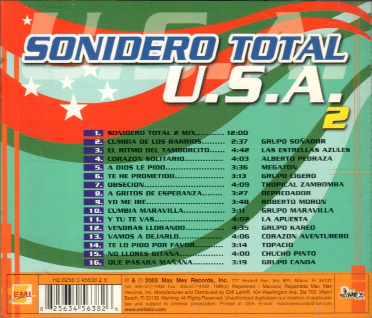 Sonidero Total USA (CD Vol#2 Varios Artistas) MAX-5638 – Musica Tierra ...
