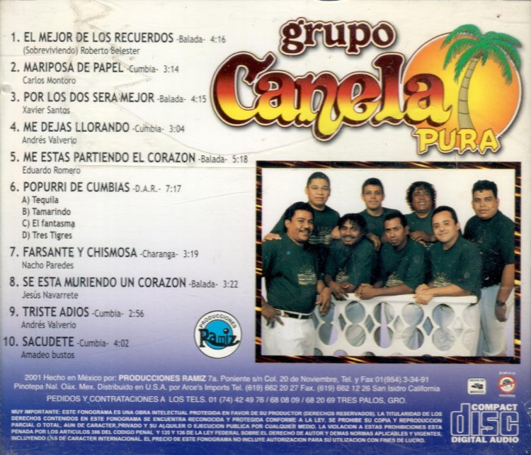 Canela Pura Grupo (CD El Mejor De Los Recuerdos) KR-140 – Musica Tierra ...