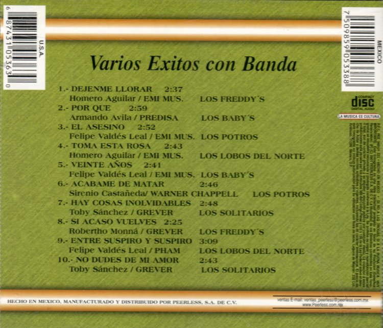 Varios Exitos Con Banda (CD Varios Artistas Originales) CDTI-053 ...