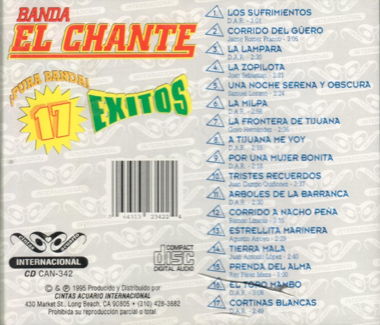 Chante, Banda El (CD 17 Exitos) CAN-342 – Musica Tierra Caliente