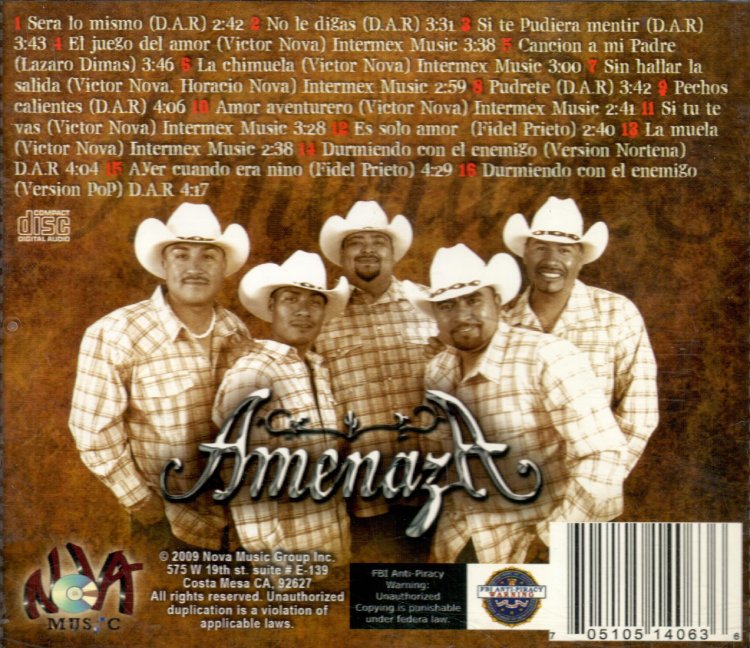 Amenaza (CD Sin Hallar La Salida) NMG-1001 – Musica Tierra Caliente