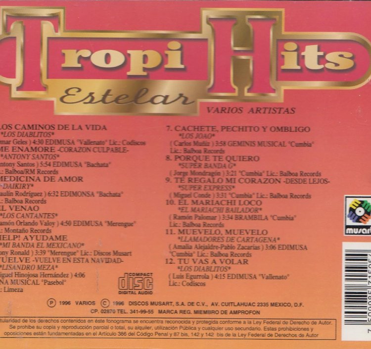 Tropi Hits Estelar (CD Varios Artistas Originales) CDPI-1595 – Musica ...
