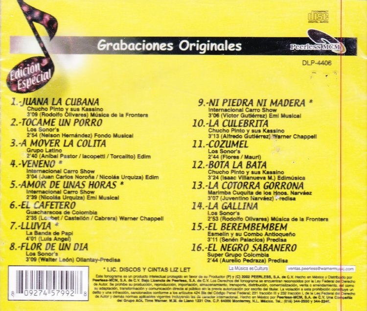 Lo Mejor De La Musica Tropical (CD Varios Artistas Originales) DLP-440 ...