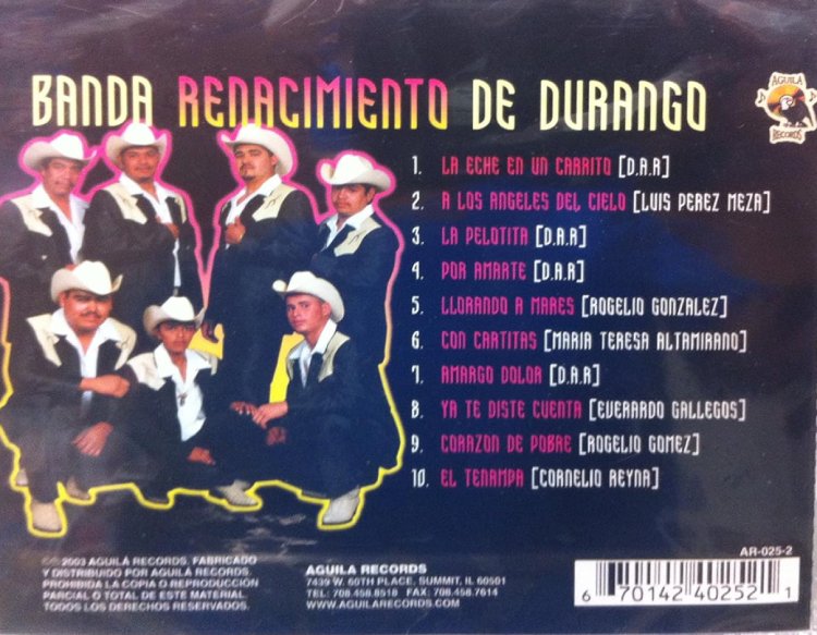 Renacimiento De Durango Banda (CD Duranguense 100%) AR-025 – Musica ...