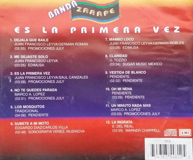 Zarape Banda (CD ES LA PRIMERA VEZ) EMI-5481 – Musica Tierra Caliente