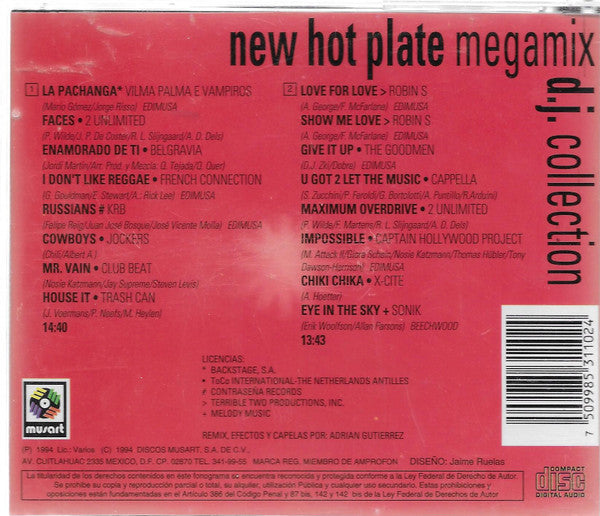 New Hot Plate Megamix (CD D.J. Collection Varios Artist) CDPI-1102 ...