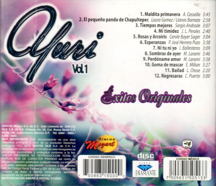 Yuri (CD Exitos Originales Volumen #1) CDD-7509831505133 – Musica ...