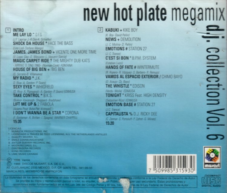 New Hot Plate Megamix (CD Vol#6 D.J. Collection Varios Artist) CDEI-15 ...