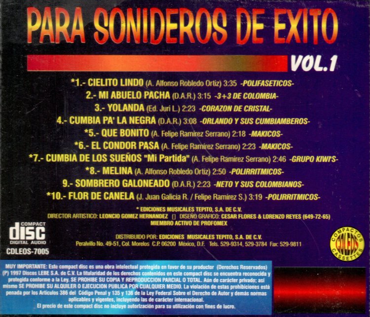 Para Sonideros de Exito (CD Vol#1 Varios Artistas) DL-7005 – Musica ...