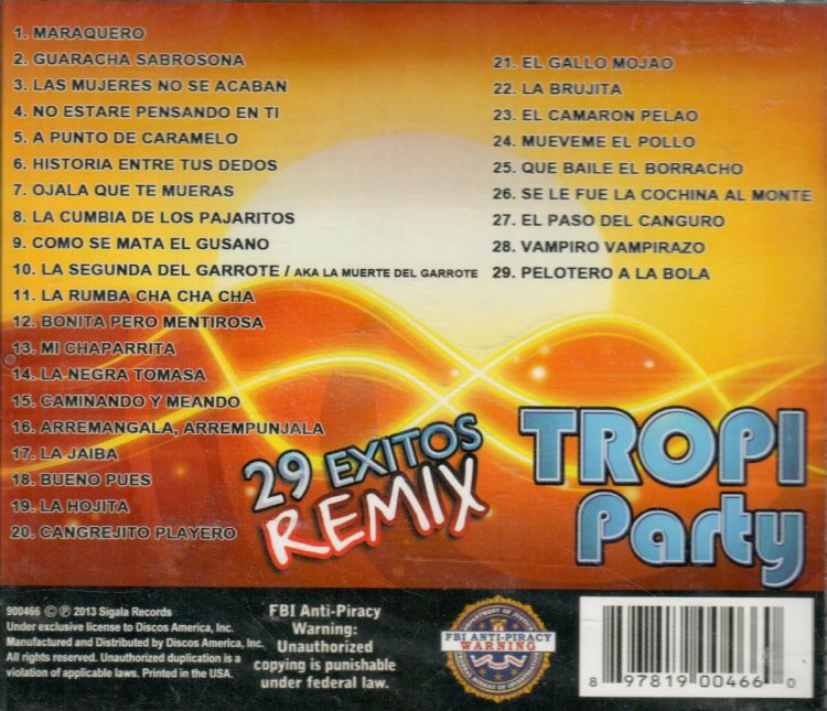 Tropi Party Mix (CD 29 Exitos Remix Varios Artistas) MMS-900466 ...