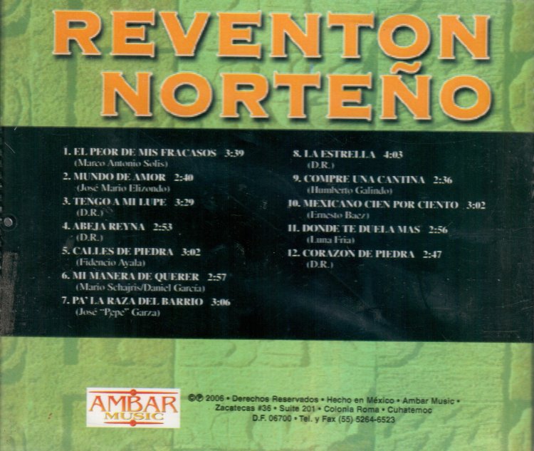 Reventon Norteno (CD Varios Artistas) MAX-2206 – Musica Tierra Caliente