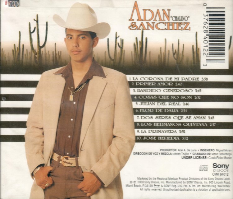 Adan Sanchez (CD La Corona de Mi Padre) Univ-310616 – Musica Tierra ...