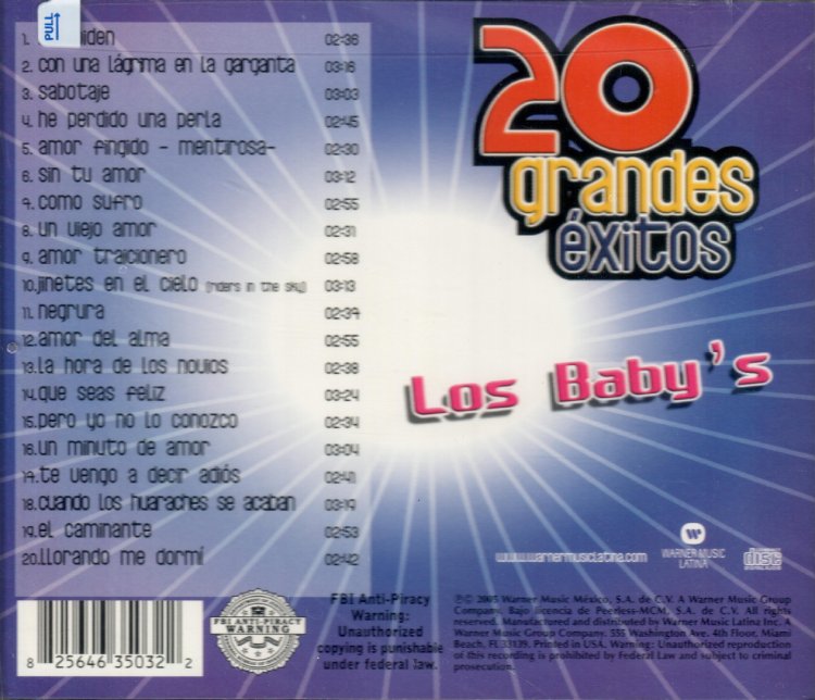 Baby's Los (CD 20 Grandes Exitos) WEAX-3503 – Musica Tierra Caliente