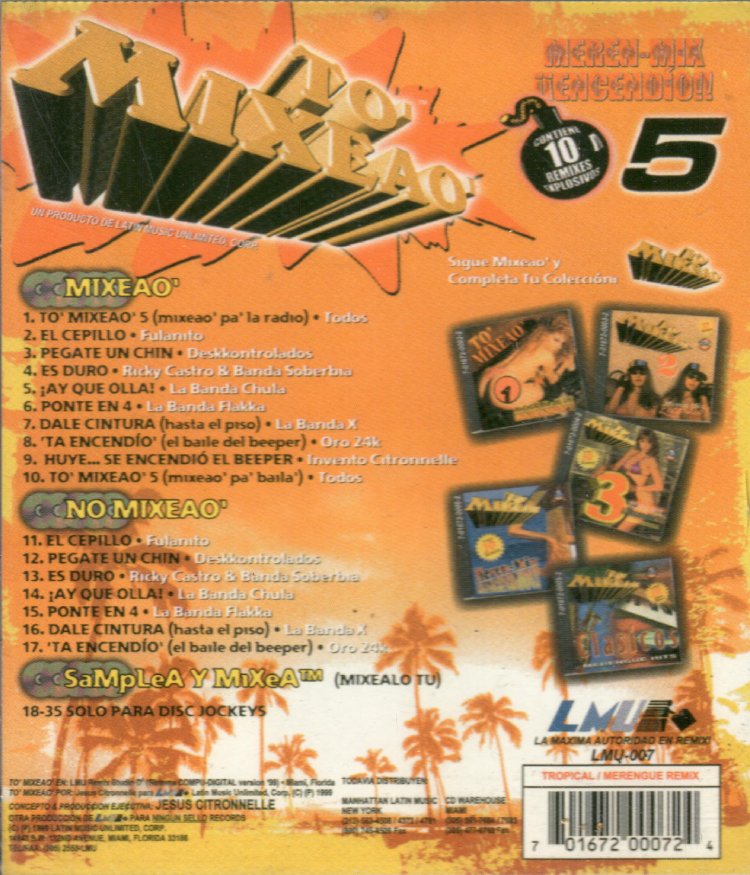 To' Mixeao' (CD Vol#5: Meren-Mix Encendio Varios Artistas) LMU-007 ...