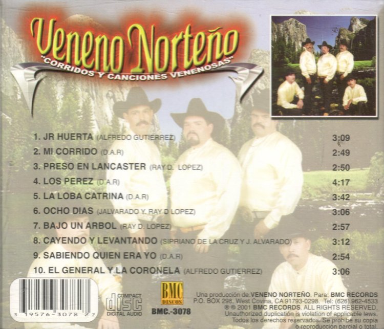 Veneno Norteno (CD Corridos y Canciones Venenosas) BMC-3078 – Musica ...