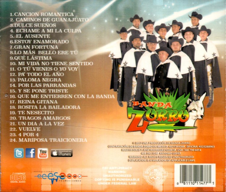 Zorro Banda (CD Mas Alla De Las Estrellas) BZ-1477 – Musica Tierra Caliente