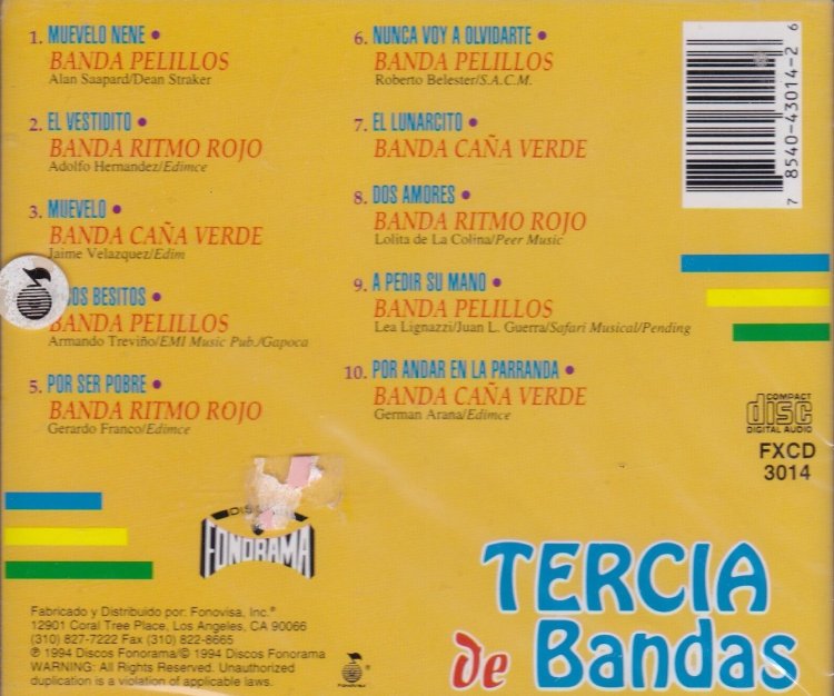 Tercia De Bandas (CD Pelillos, Ritmo Rojo, Caña Verde) FXCD-3014 ...
