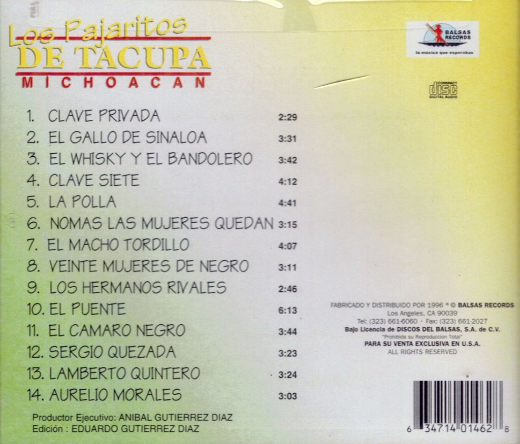 Pajaritos De Tacupa Michoacan (CD 14 Super Corridos) BRCD-146 – Musica ...