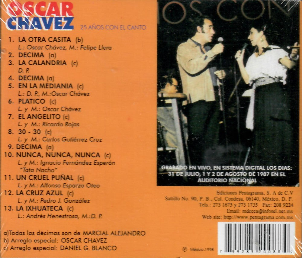 Oscar Chávez (CD Vol#2 25 Años Con El Canto) APCD-088 – Musica Tierra ...