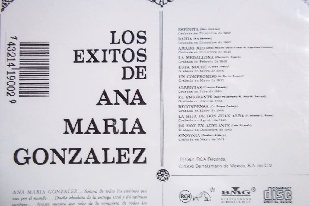 Ana Maria Gonzalez (CD Los Exitos De) CDV-1900 – Musica Tierra Caliente