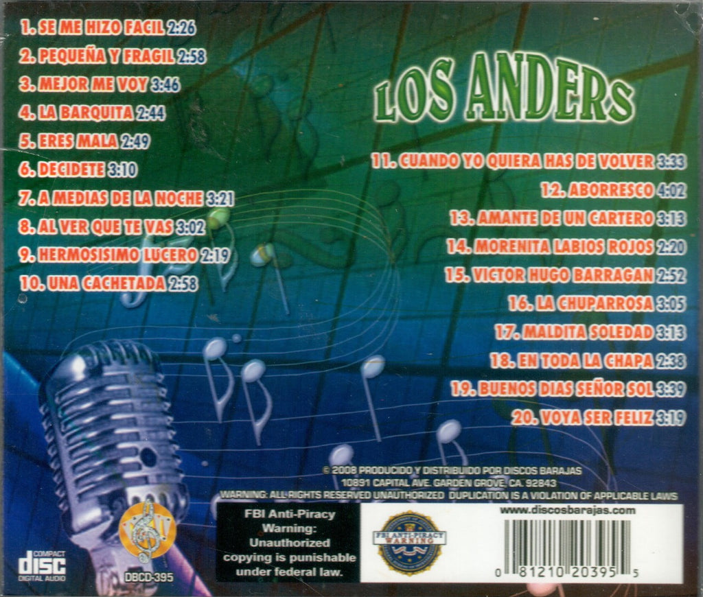 Anders (CD 20 Super Exitos) DBCD-395 OB – Musica Tierra Caliente