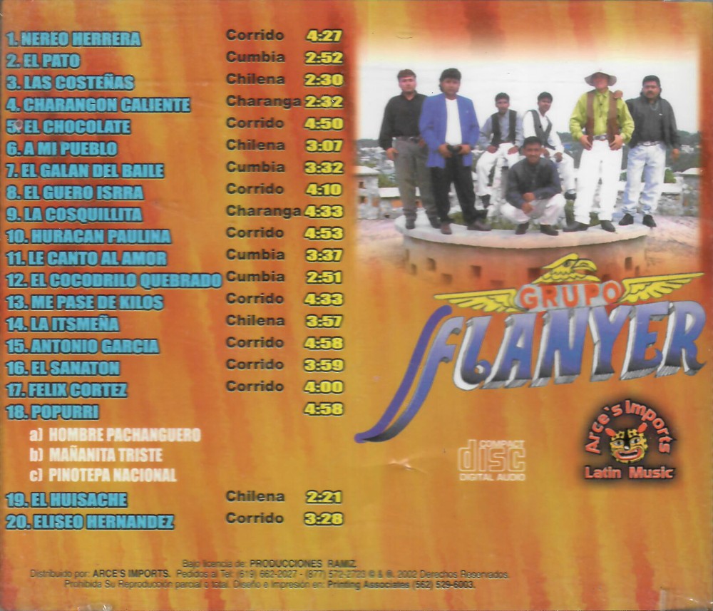 Flanyer, Grupo (CD 20 Exitos) ARC-107 OB – Musica Tierra Caliente