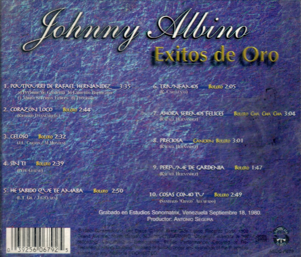 Johnny Albino (CD Exitos de Oro) ASCD-0679 Ob – Musica Tierra Caliente