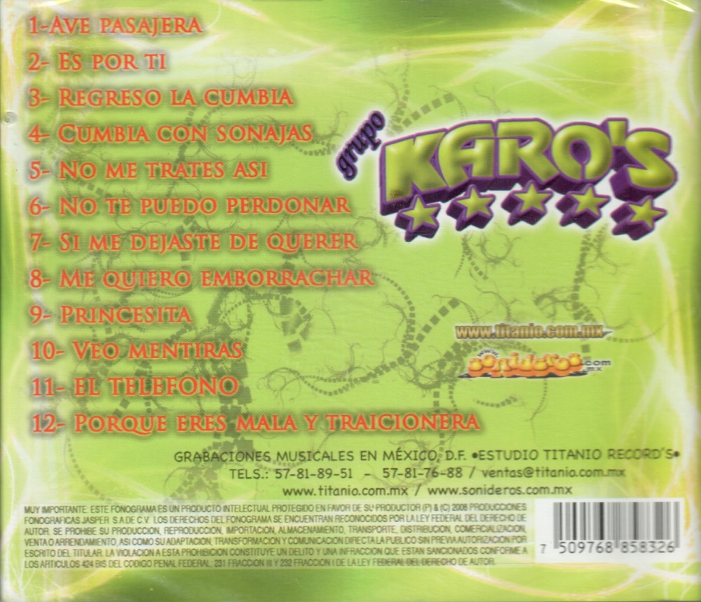 Karo's (CD Regreso La Cumbia) CDT-85832 OB – Musica Tierra Caliente
