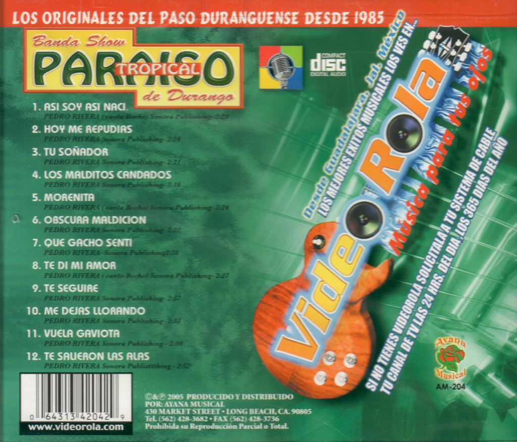Paraiso Tropical de Durango (CD Originales/Paso Duranguense/1985) AM-3 ...