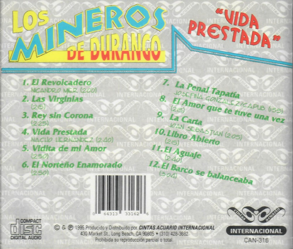 Mineros De Durango (CD Vida Prestada) CAN-316 CH – Musica Tierra Caliente