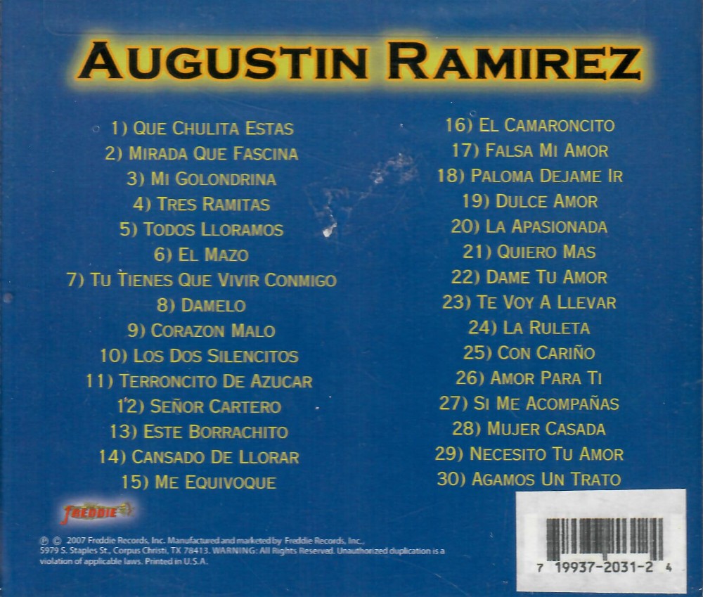 Augustín Ramírez (CD 30 Grandes Exitos) CJCD-2031 OB – Musica Tierra ...