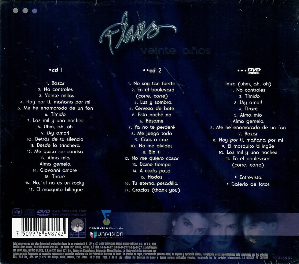 Flans (2CD-DVD Flans 20 Anos, Remasterizado) UMGX-98743 – Musica Tierra ...