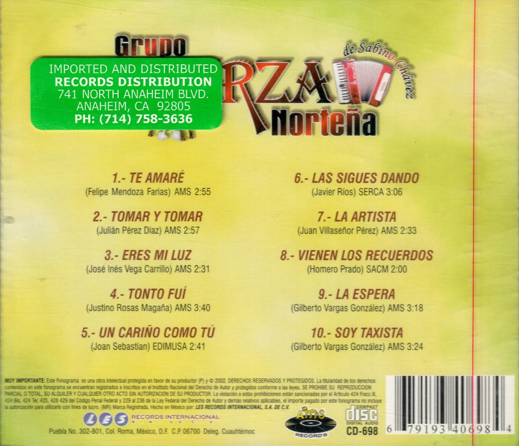 Fuerza Nortena (CD La Artista) AMSCD-698 OB – Musica Tierra Caliente