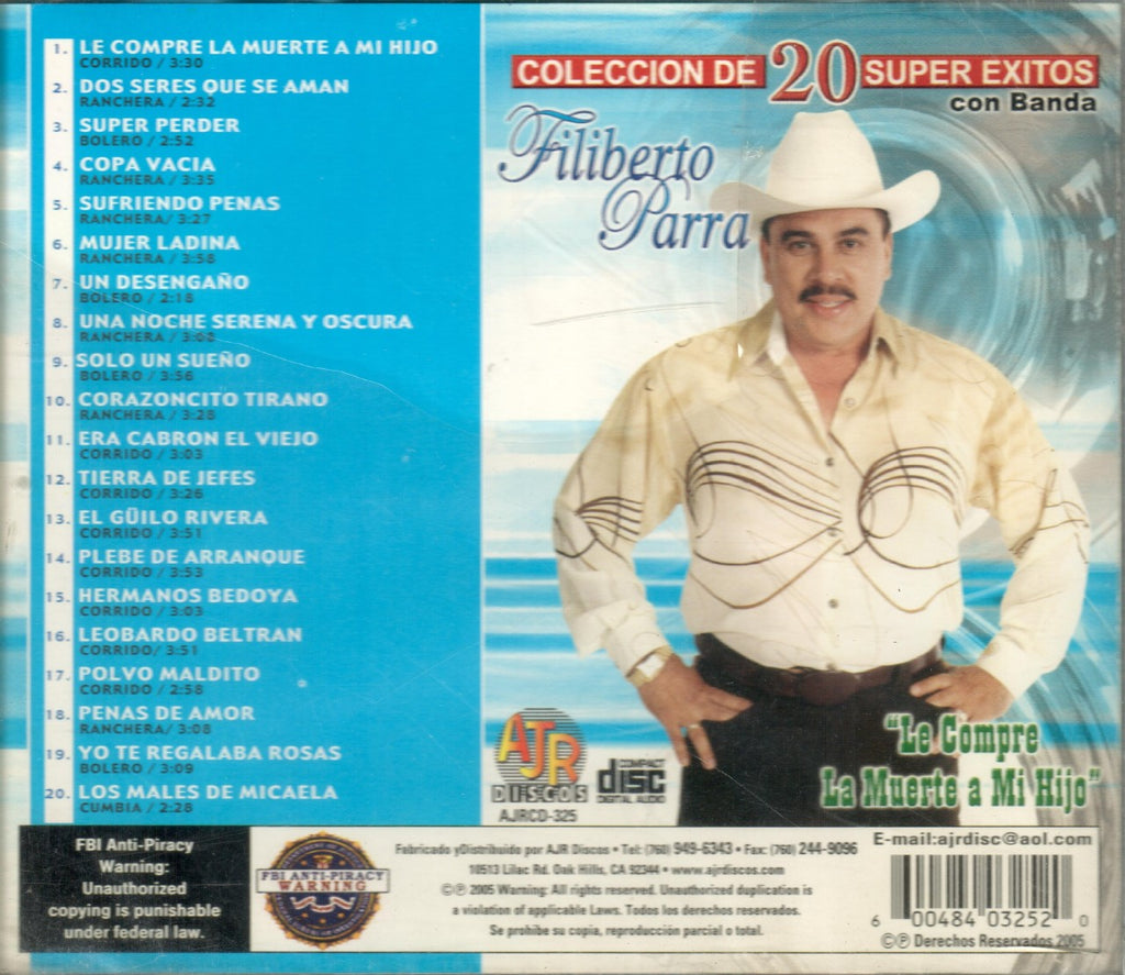 Filiberto Parra (CD Coleccion De 20 Super Exitos) AJRCD-325 – Musica ...