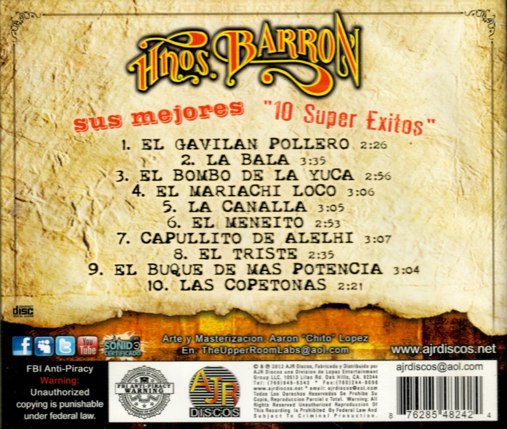 Barron Hermanos (CD Sus Mejores 10 Super Exitos) AJBU-4824 ob – Musica ...