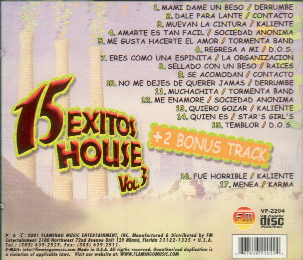 15 Exitos House (CD Vol#3 Various Artists) VF-2204 – Musica Tierra Caliente
